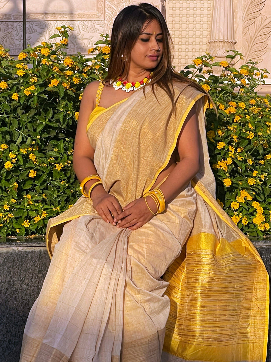 Megha Rathod In Blended Linen Saree. Available In 5 Different Palla An ...