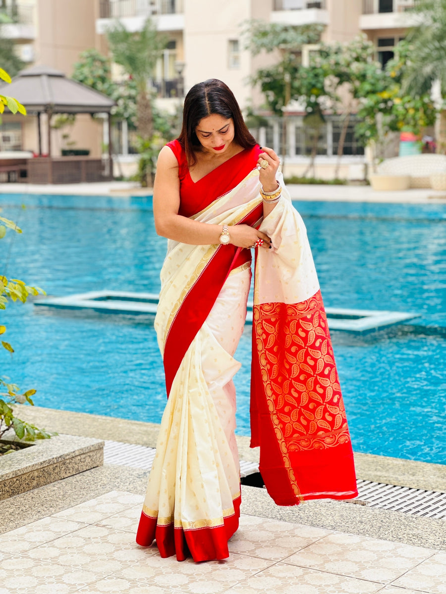 Reena Dwivedi In Traditional Garad-Korial Bengali Silk Saree With Cont ...